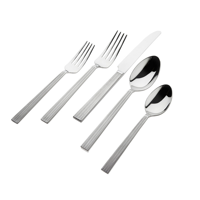 Godinger Silver Art Co Herringbone 20 Piece 18/10 Stainless Steel Flatware Set & Reviews | Wayfair